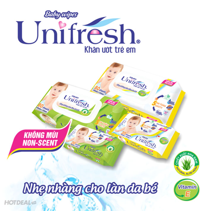 Combo 6 Bịch Khăn Ướt Cho Bé Unifresh Baby 100 Miếng/ Gói