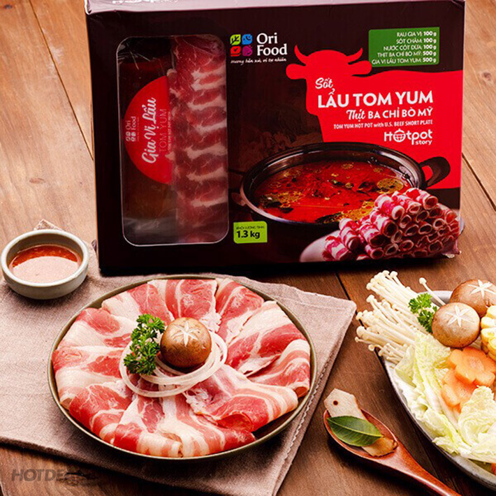 ORI FOOD SET COMBO LẨU TOMYUM BA CHỈ BÒ MỸ HỘP 1300G + HOTPOT GẦU BÒ MỸ ...