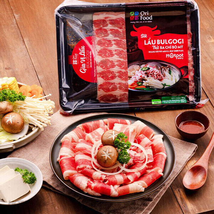 ORI FOOD COMBO LẨU BULGOGI BA CHỈ BÒ MỸ HỘP 1100G + HOTPOT NẠM BÒ MỸ 300GR