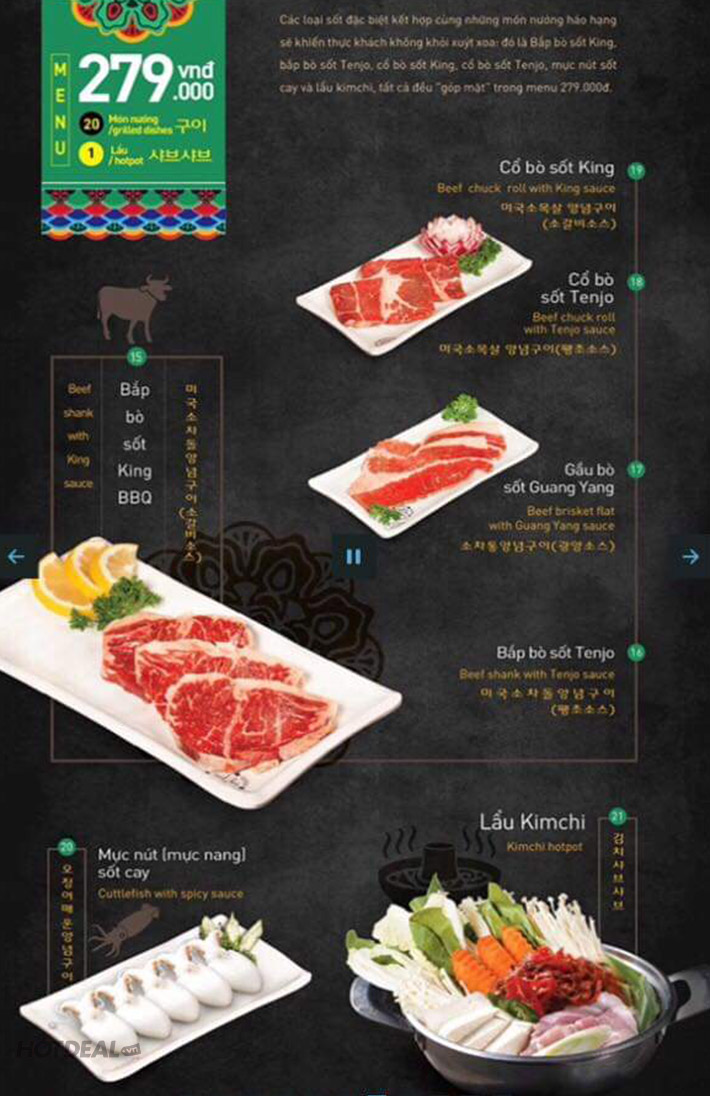 KING BBQ - MENU 329K BUFFET NƯỚNG LẨU ĐẲNG CẤP
