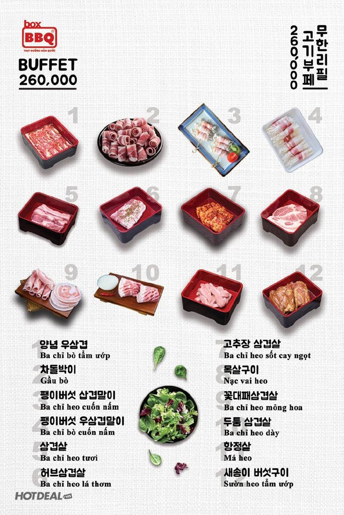 Box BBQ - Buffet Chuẩn Vị Hàn - Menu Mới Siêu Hấp Dẫn